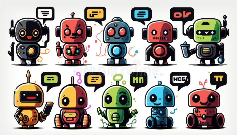 Chat Bot Cartoon Artificial Intelligence Concept, Cute Character and ...