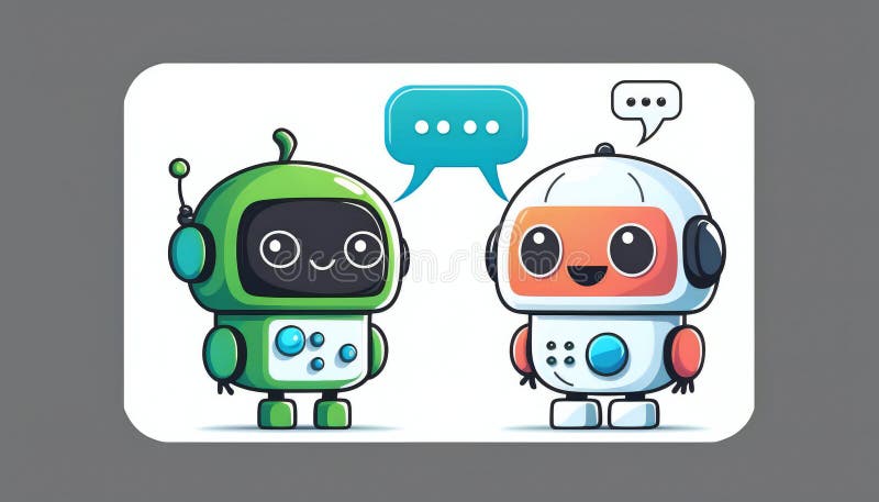 Chat Bot Cartoon Artificial Intelligence Concept, Cute Character and ...