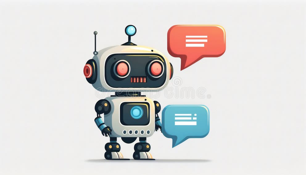 Chat Bot Cartoon Artificial Intelligence Concept, Cute Character and ...