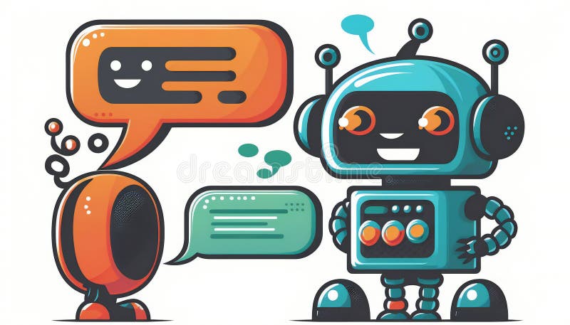 Chat Bot Cartoon Artificial Intelligence Concept, Cute Character and ...
