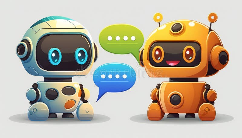 Chat Bot Cartoon Artificial Intelligence Concept, Cute Character and ...