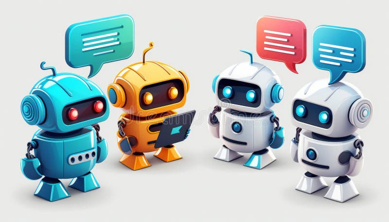 Chat Bot Cartoon Artificial Intelligence Concept, Cute Character and ...