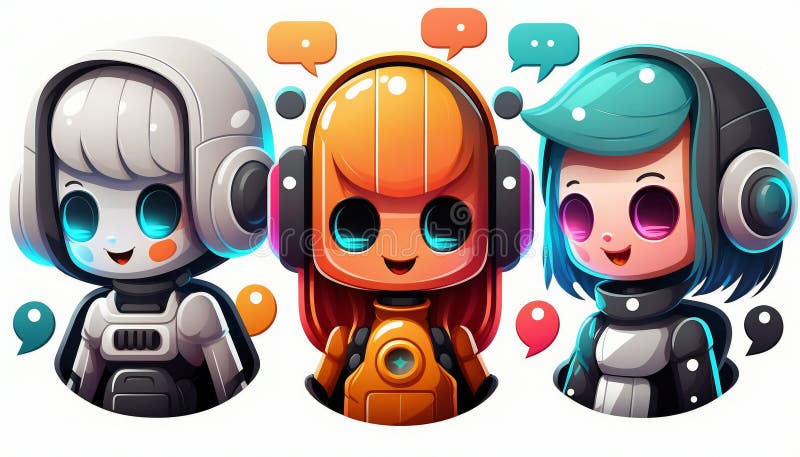 Chat Bot Cartoon Artificial Intelligence Concept, Cute Character and ...