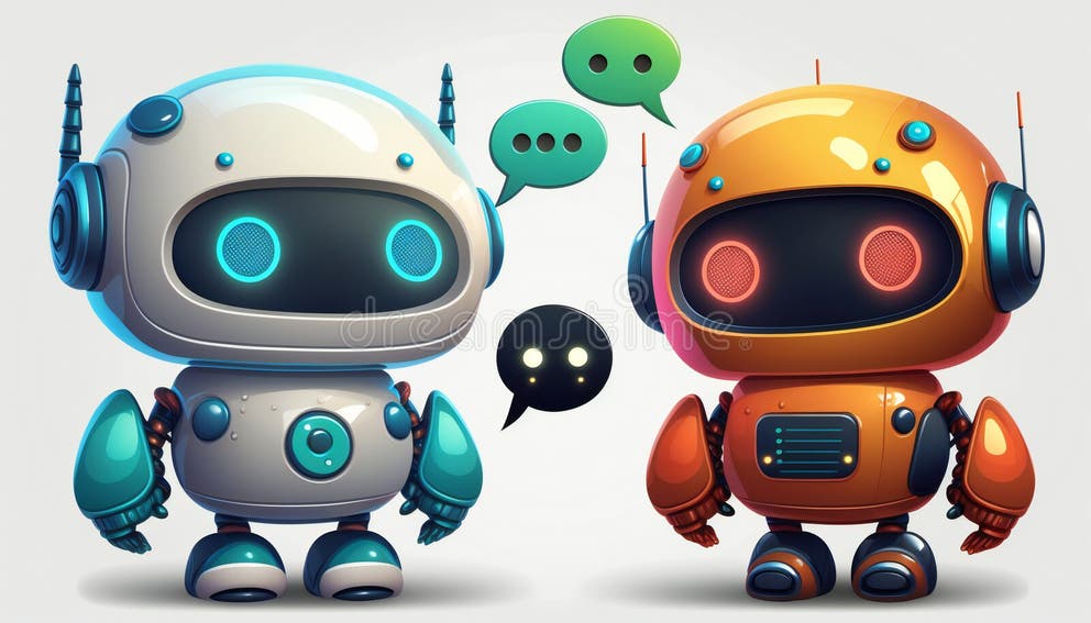 Chat Bot Cartoon Artificial Intelligence Concept, Cute Character and ...