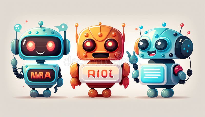 Chat Bot Cartoon Artificial Intelligence Concept, Cute Character and ...
