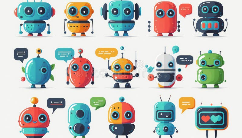 Chat Bot Cartoon Artificial Intelligence Concept, Cute Character and ...
