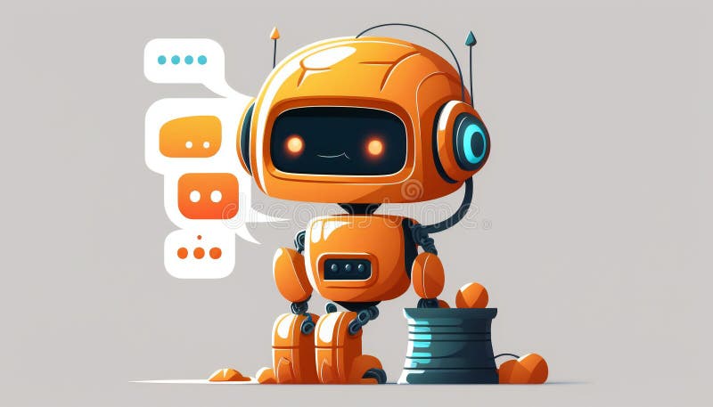 Chat Bot Cartoon Artificial Intelligence Concept, Cute Character and ...