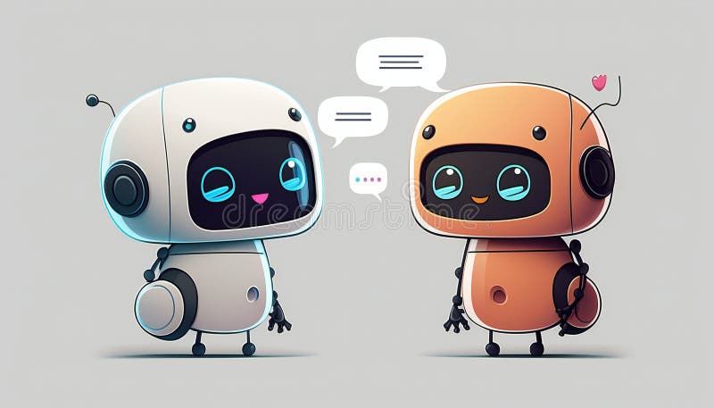 Chat Bot Cartoon Artificial Intelligence Concept, Cute Character and ...
