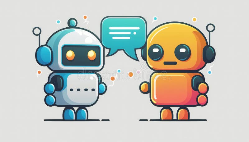 Chat Bot Cartoon Artificial Intelligence Concept, Cute Character and ...