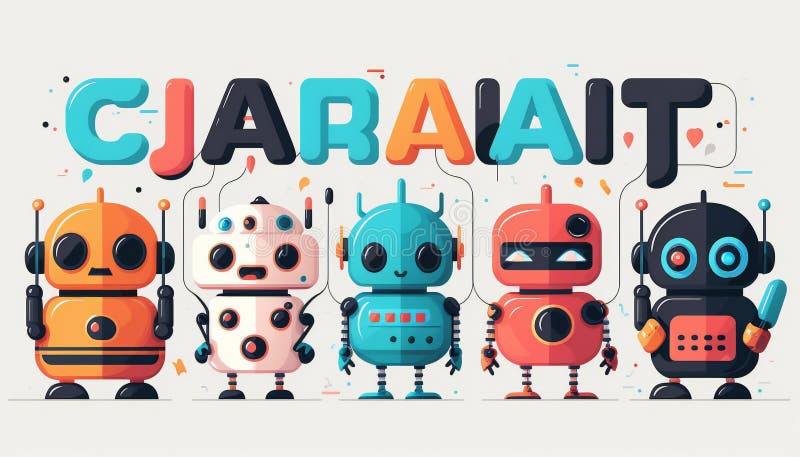 Chat Bot Cartoon Artificial Intelligence Concept, Cute Character and ...