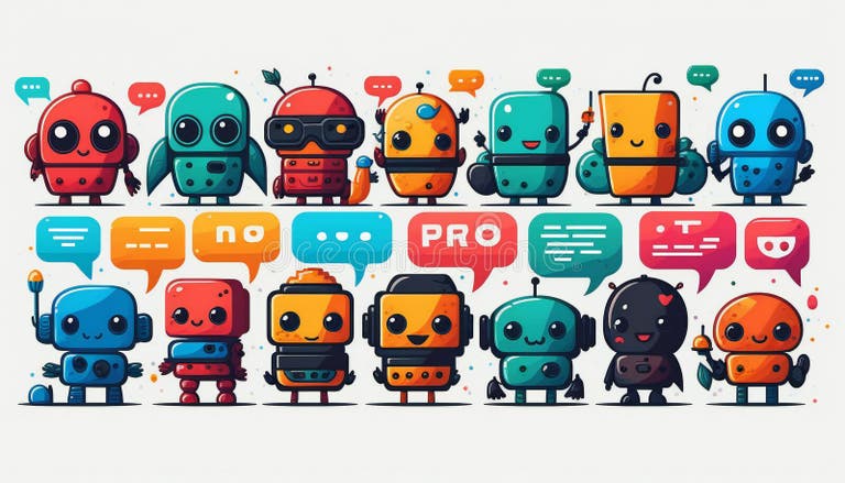 Chat Bot Cartoon Artificial Intelligence Concept, Cute Character and ...