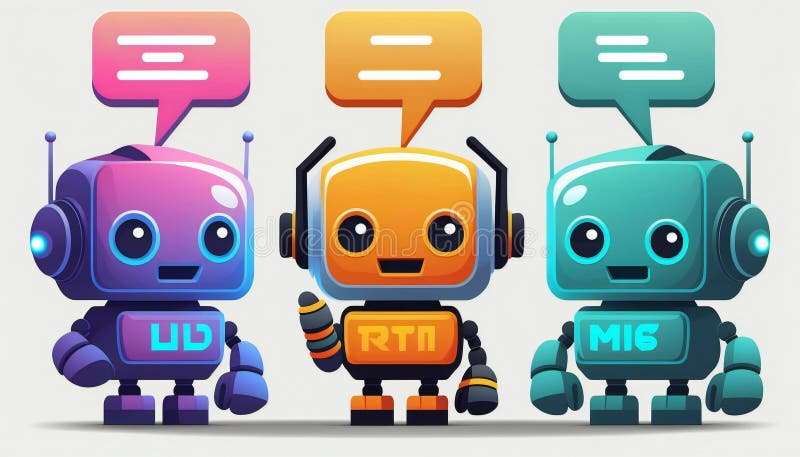 Chat Bot Cartoon Artificial Intelligence Concept, Cute Character and ...
