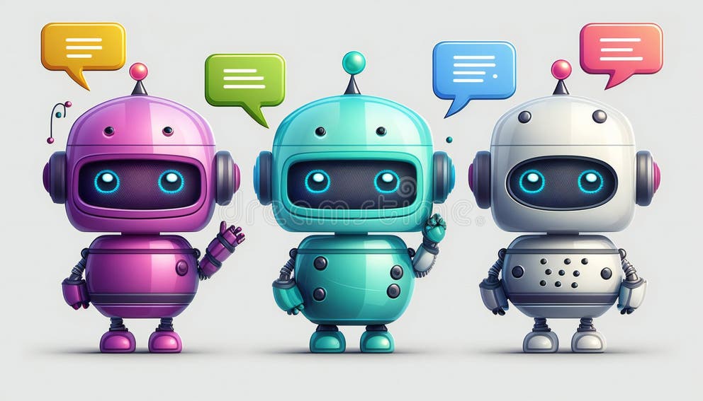 Chat Bot Cartoon Artificial Intelligence Concept, Cute Character and ...