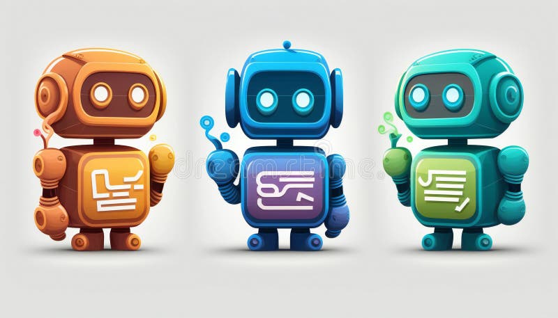 Chat Bot Cartoon Artificial Intelligence Concept, Cute Character and ...