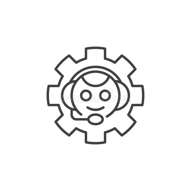 Chat Bot in Cog Wheel Vector ChatBot Settings Concept Line Icon Stock ...