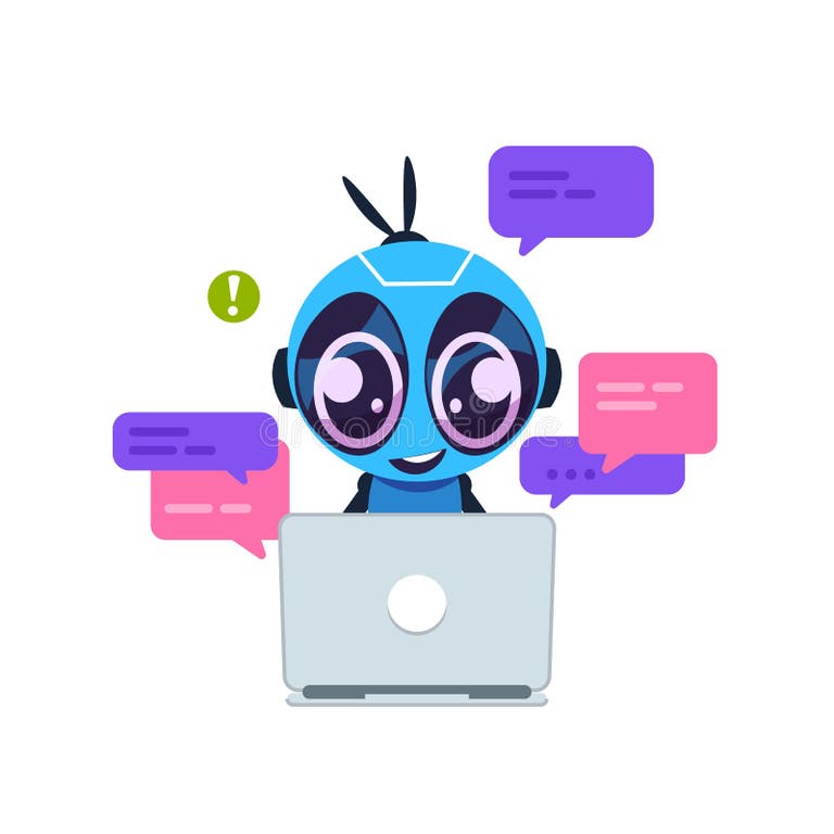Chat Bot. Cute Cartoon Robot with Artificial Intelligence, Personal ...