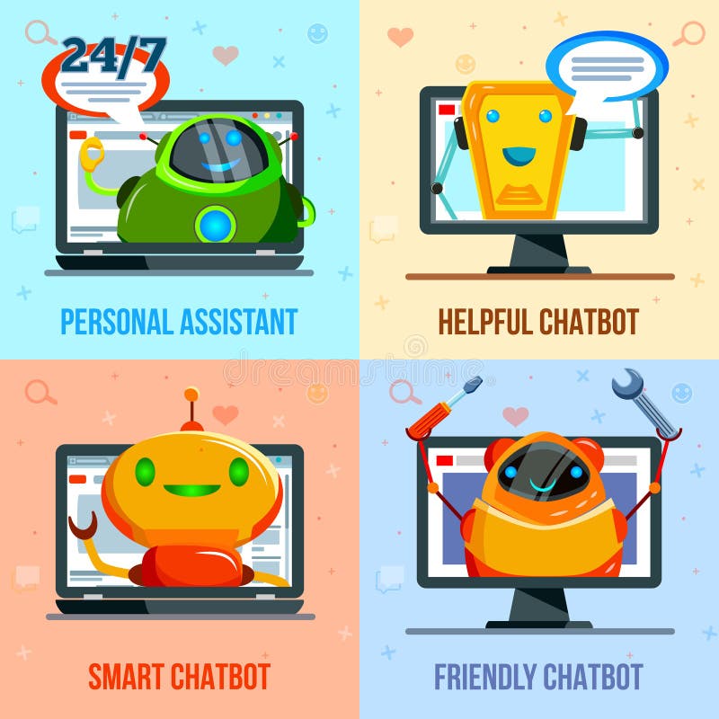Chat Bot Flat Design Concept Stock Vector - Illustration of chat ...