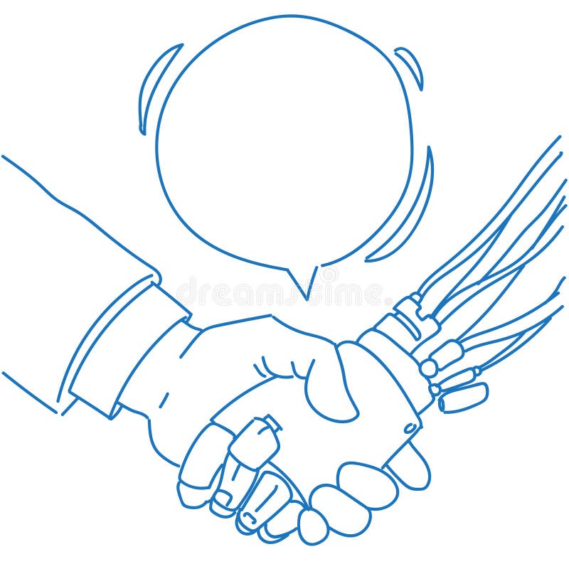 Chat Bot Hand Shaking with Human Robot Virtual Assistance Chat Bubble ...