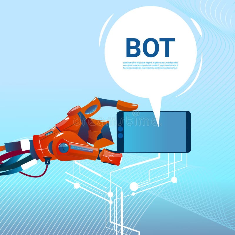Chat Bot Hands Using Cell Smart Phone, Robot Virtual Assistance of ...