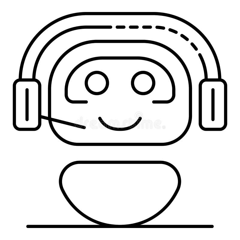 Chat Bot in Headphones Icon, Outline Style Stock Vector - Illustration ...