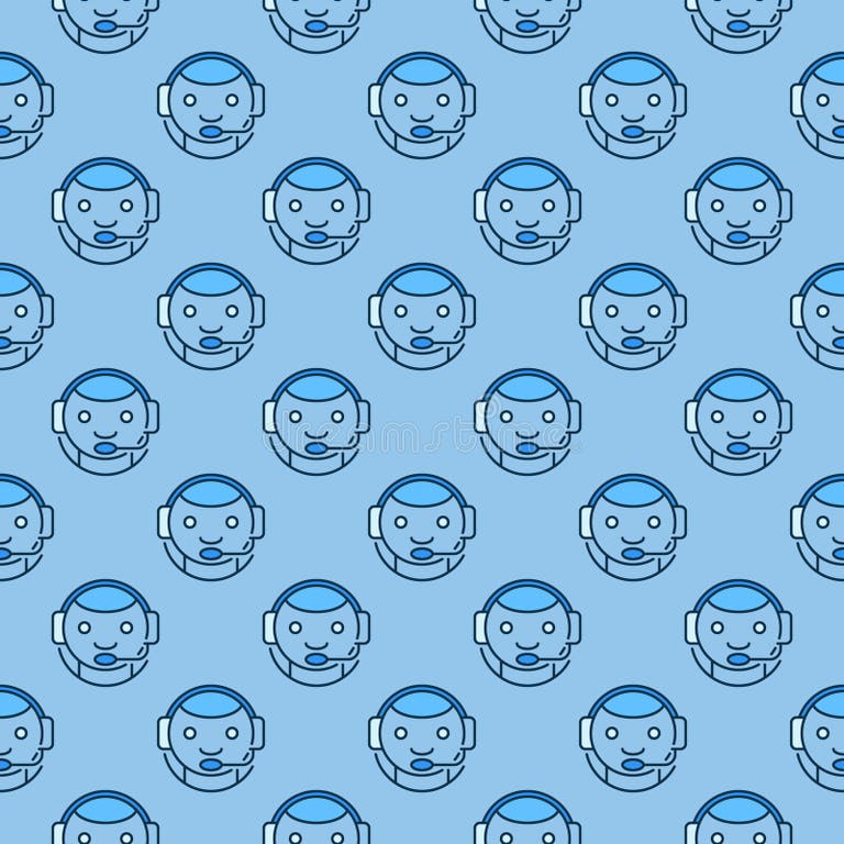 Chat Bot with Headset Vector Chatbot Colored Seamless Pattern Stock ...