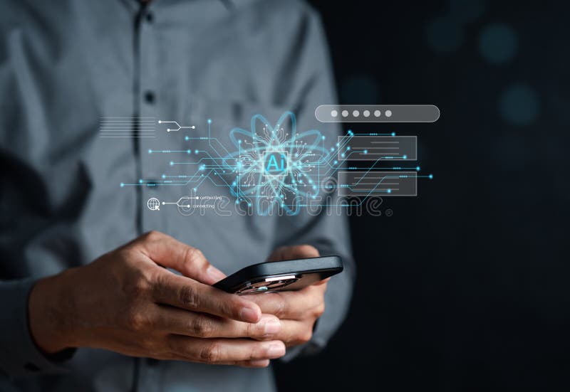 Chat Bot Intelligence Ai. Businessman Using Chat in Smartphone Chat ...