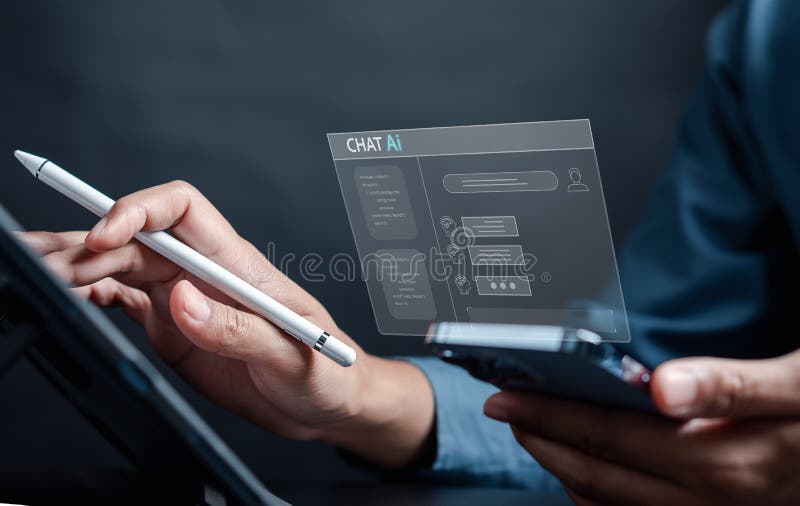 Chat Bot Intelligence Ai. Businessman Using Chat in Smartphone Chat ...