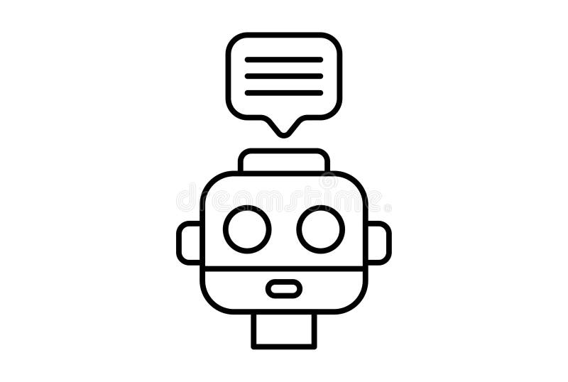 Chat Bot Line Icon Website Symbol Artificial Intelligence Black Sign ...