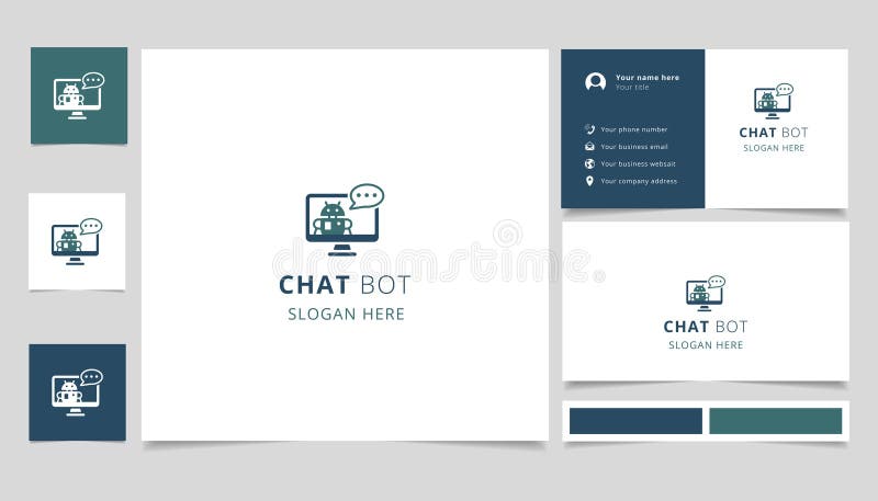 Chat Bot Logo Design with Editable Slogan. Branding Book and Business ...