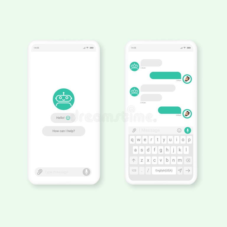Chat Bot Mobile Application Dialog Box Template Concept Ui Ux Elements For Web Design Stock
