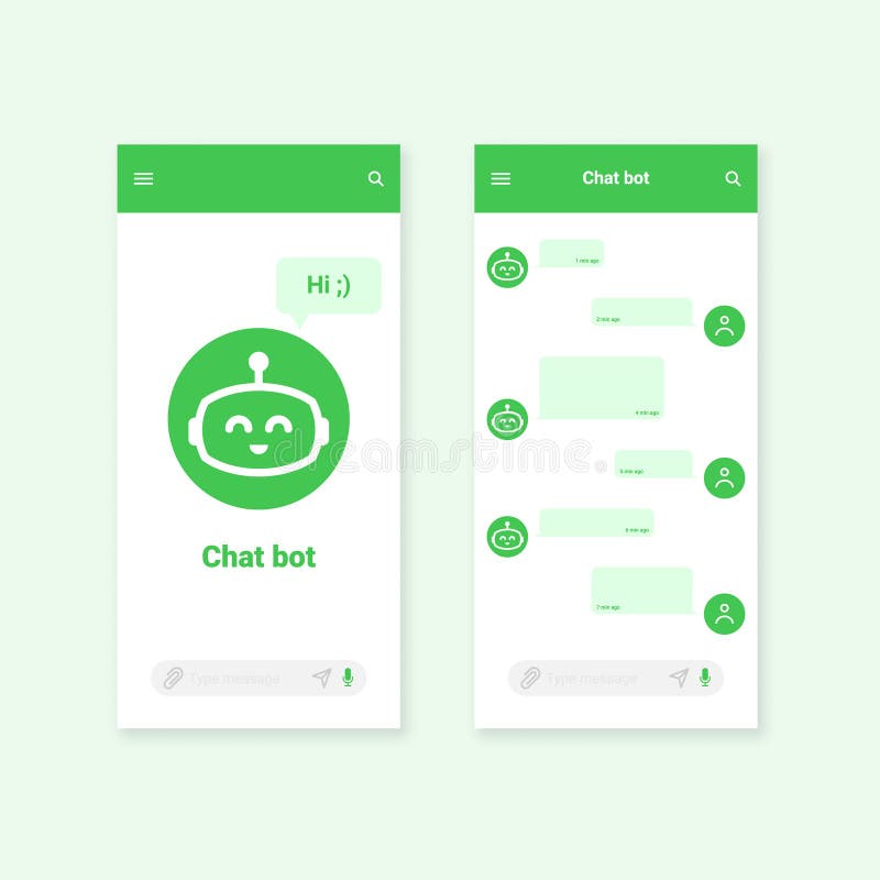 Chat Bot Mobile Application Dialog Box Template Concept. UI UX Elements ...