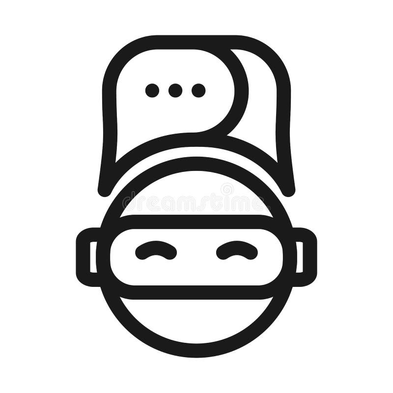 Chat Bot Outline Icon. Robot, Virtual Assistant Bot Vector Illustration ...