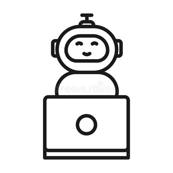 Chat Bot Outline Icon. Robot, Virtual Assistant Bot Vector Illustration ...