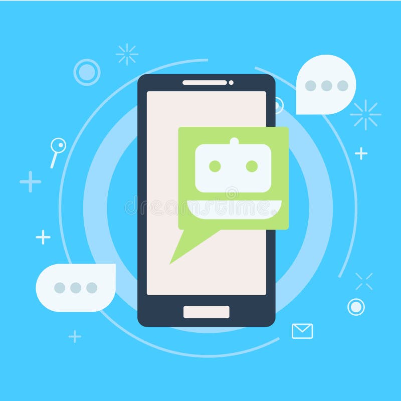 Chat bot on phone. stock vector. Illustration of artificial - 96698807