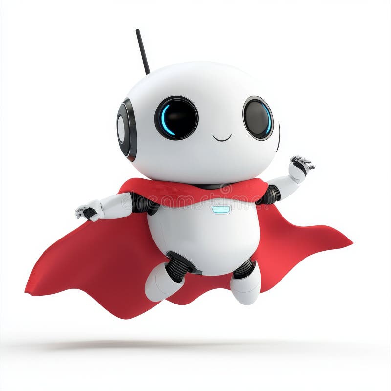 Chat Bot Robot in a Red Cape, AI Support Superhero 3D Icon, AI-based ...