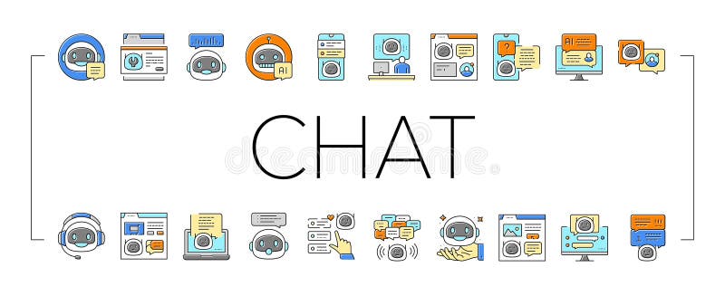 Chat Bot Robot Service Online Icons Set Vector Stock Vector ...