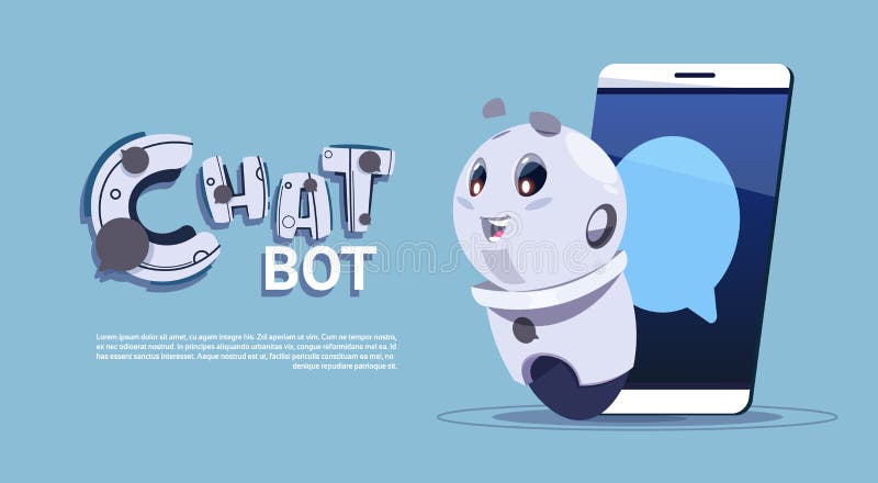 Chat Bot in Smart Phone Cute Robot Template Banner with Copy Space ...