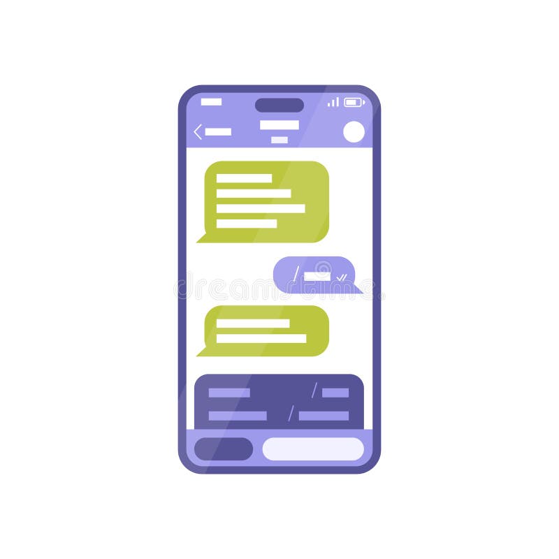 Chat with a Bot on a Smartphone Screen. Messenger App. Chatbot Concept ...