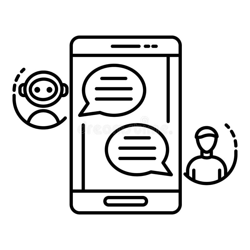 Chat Bot Talk Smartphone Icon, Outline Style Stock Vector ...