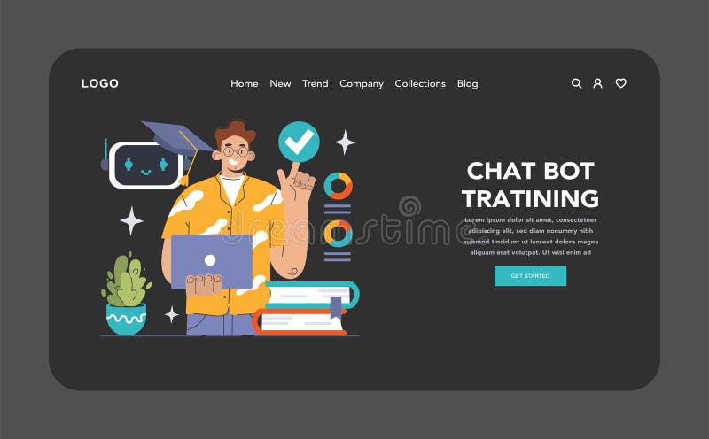 Chat Bot Training dark or stock vector. Illustration of enthusiastic ...