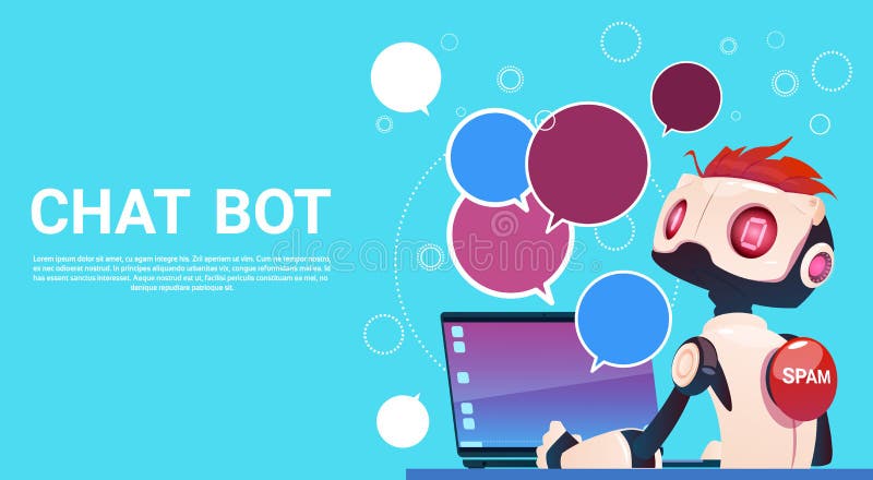 Chat Bot Using Laptop Computer, Robot Virtual Assistance of Website or ...