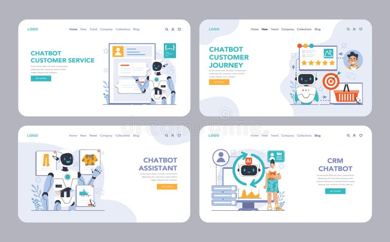 Chat Bot Web or Landing Set. AI-powered Customer Service Stock Vector ... Chat Bot Web or Landing Set. AI-powered Customer Service Stock Vector ...