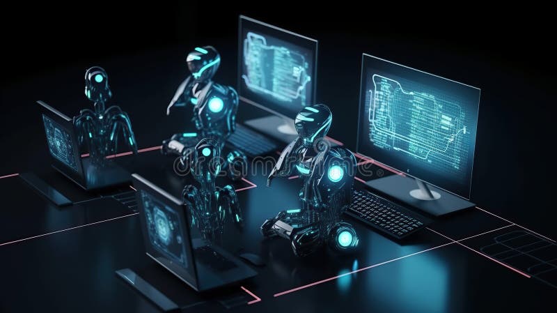 Chat Bots Working and Chatting in Computer. AI Generated Stock ...