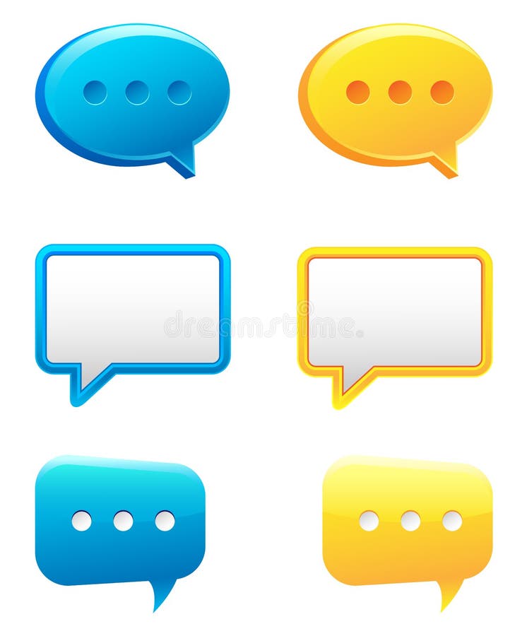 Speech Bubbles in Various Shapes and Colors Stock Vector - Illustration ...