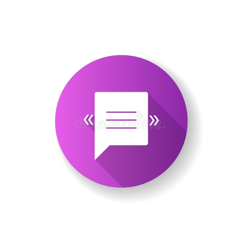 Chat Bubble with Angle Quotes Purple Flat Design Long Shadow Glyph Icon ...