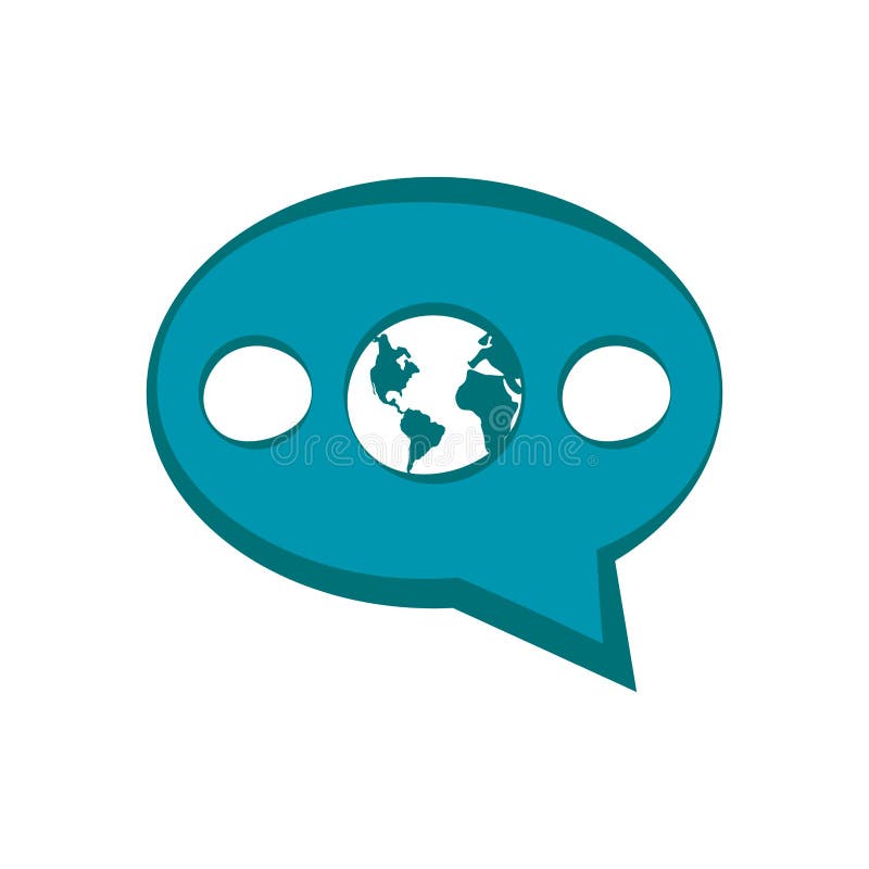Chat Bubble with Earth Inside Stock Vector - Illustration of interface ...