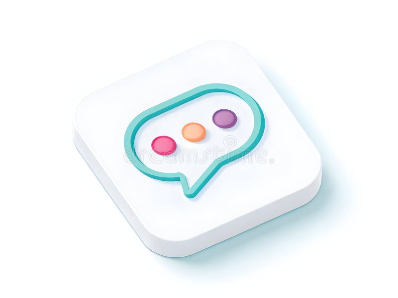 Chat Bubble Icon with Colorful Dots on White Background Stock Image ...