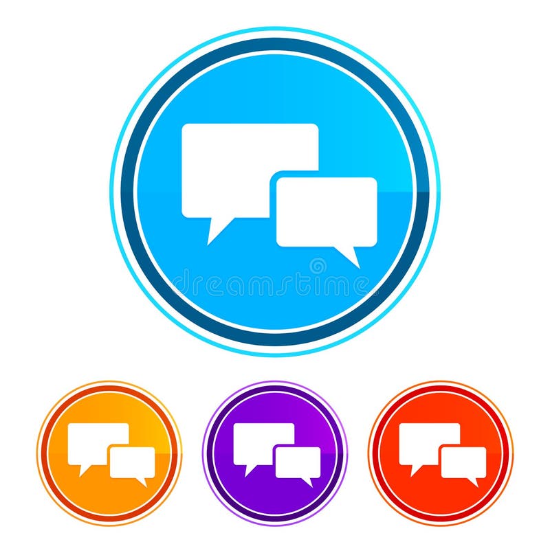 Chat Bubble Icon Flat Design Round Buttons Set Illustration Design ...