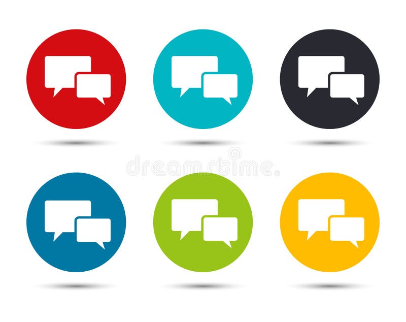 Chat Bubble Icon Flat Round Button Set Illustration Design Stock Vector ...