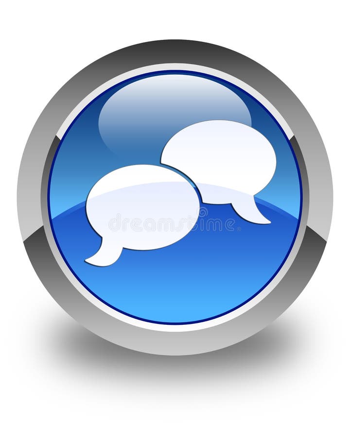 Chat Bubble Icon Glossy Blue Round Button Stock Illustration ...